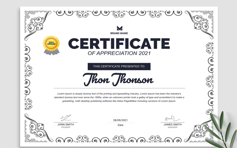 Plantilla de certificado de agradecimiento - TemplateMonster