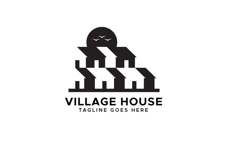 Modèle de conception de logo de ville de maison de village