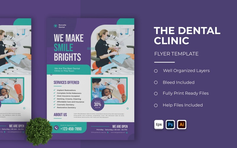 Dental Clinic Flyer Template #374220 - TemplateMonster