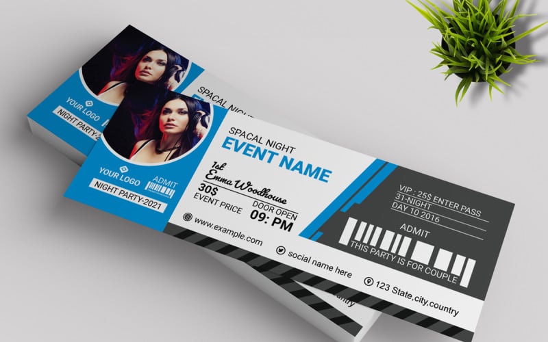Event Ticket Template layout #374242 - TemplateMonster
