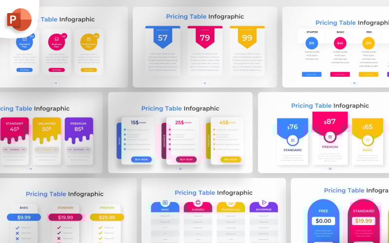 Modello di infografica PowerPoint della tabella dei prezzi