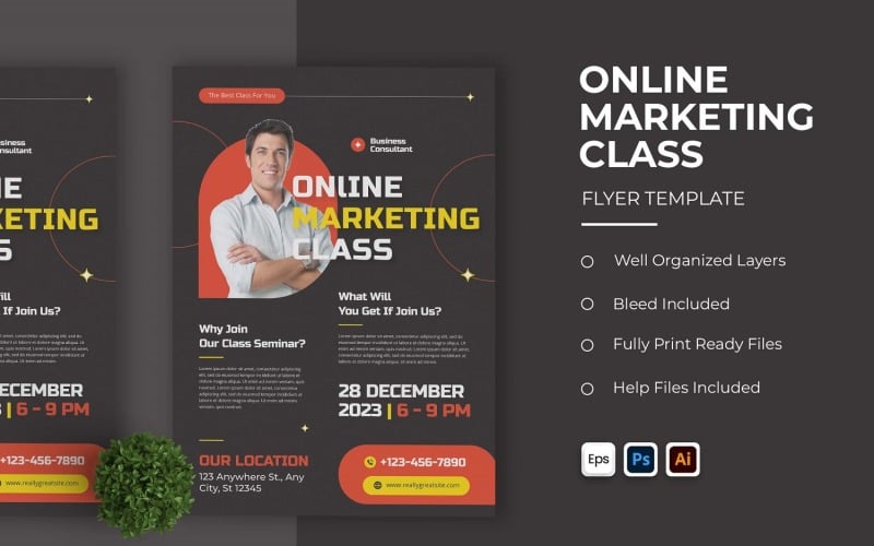 Online Marketing Class Flyer #374223 - TemplateMonster