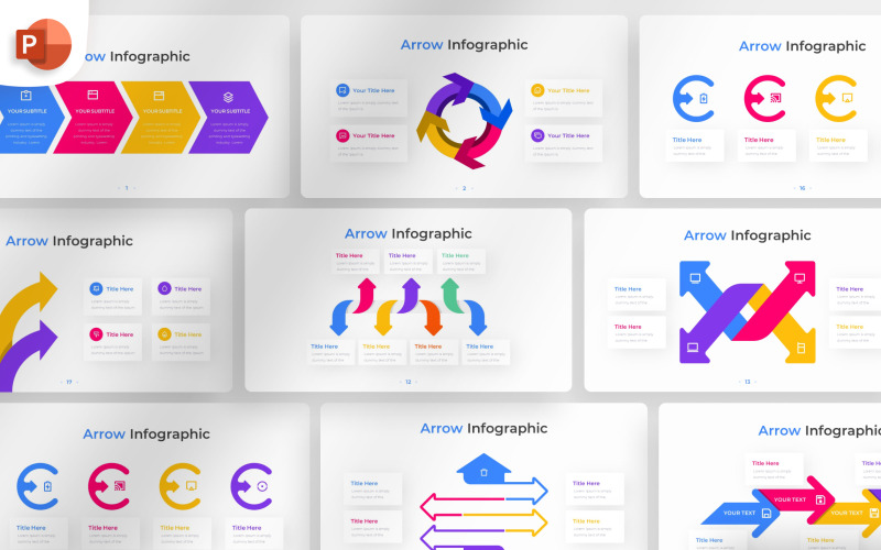 Pfeil-PowerPoint-Infografik-Vorlage #374249 - TemplateMonster