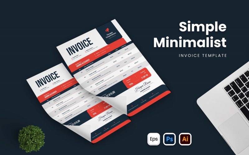 Simple Minimalist Invoice #374229 - TemplateMonster