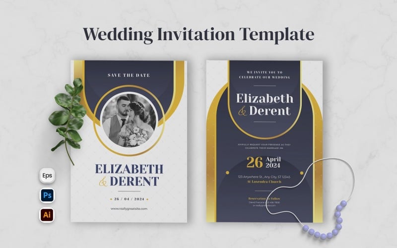 Blue Concept Wedding Invitation Template - TemplateMonster