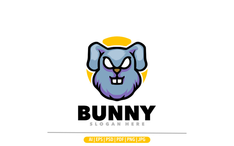 Bunny head angry mascot angry logo design - TemplateMonster