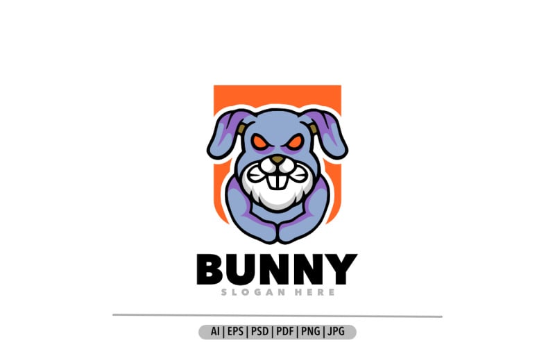 Bunny rabbit mascot logo design template - TemplateMonster