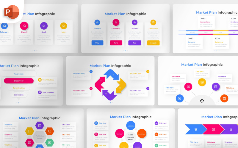 Modèle d'infographie PowerPoint de plan de marché