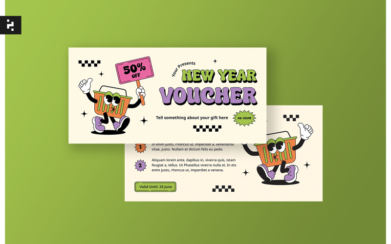 New Year Sale Voucher Retro Theme #374334 - TemplateMonster