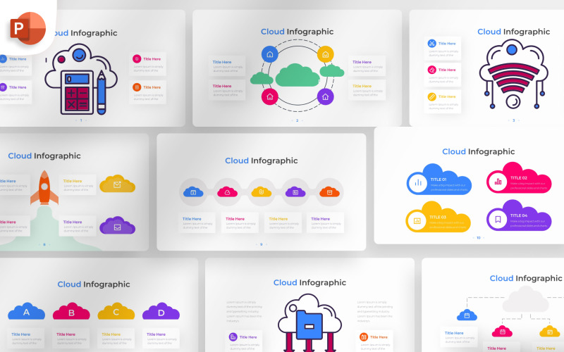 Cloud-PowerPoint-Infografik-Vorlage #374496 - TemplateMonster