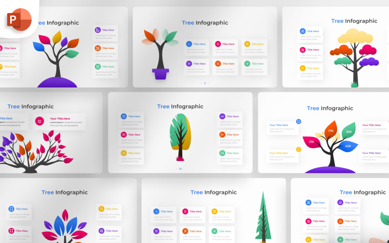 Modèle d'infographie PowerPoint d'arbre