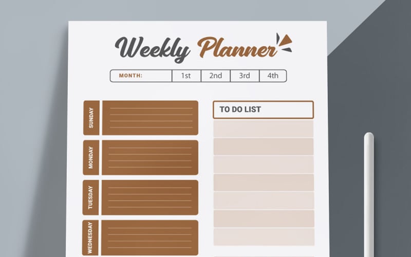 Modern Weekly Planner Template #374485 - TemplateMonster