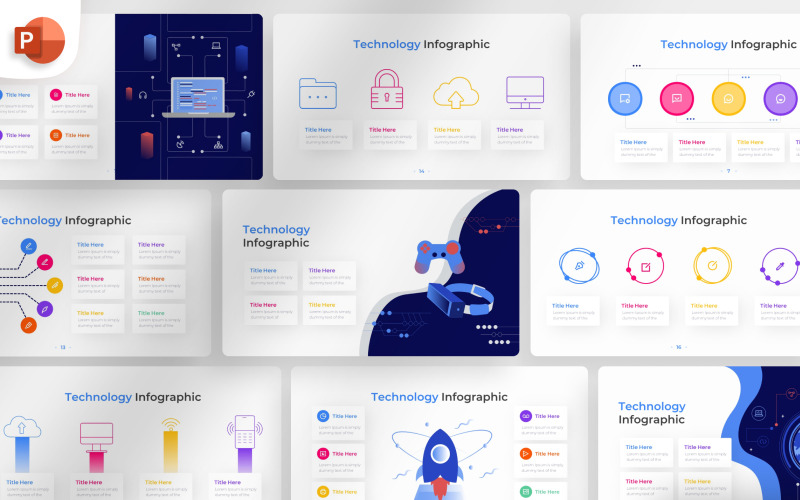 Plantilla de infografía de PowerPoint sobre tecnología
