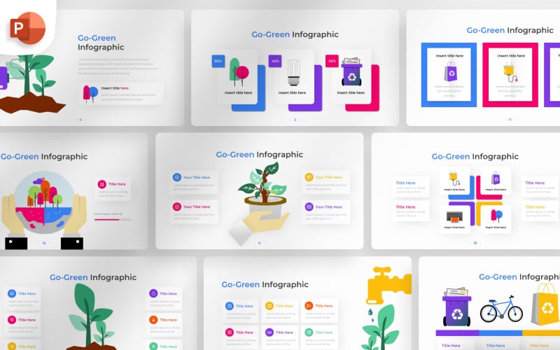 Plantilla infográfica de PowerPoint Go-Green