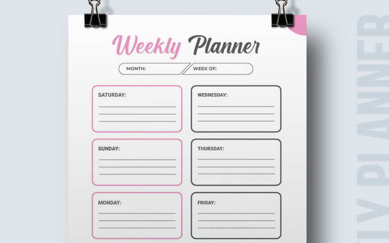 Simple Weekly Planner Template #374490 - TemplateMonster