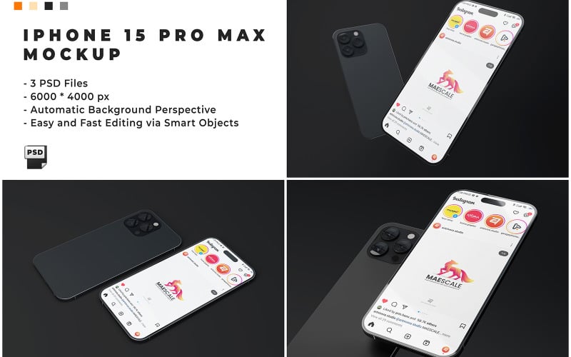 IPhone 15 Pro Max Mockup Template #374526 - TemplateMonster
