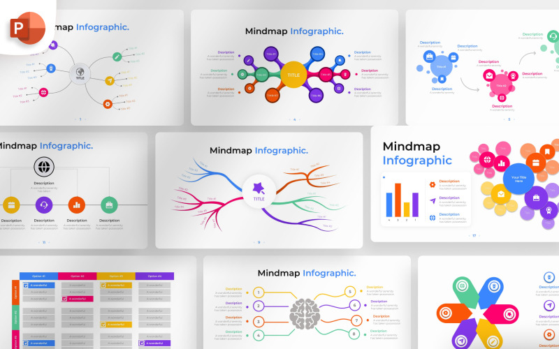 Modèle d'infographie PowerPoint de carte mentale
