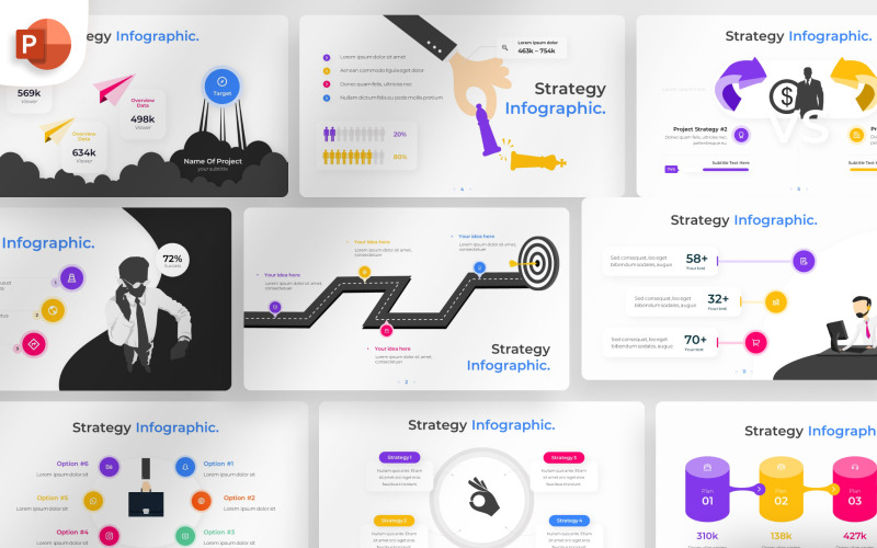 Modèle d'infographie PowerPoint de stratégie
