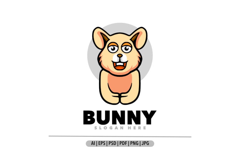 Bunny mascot cartoon logo design template - TemplateMonster