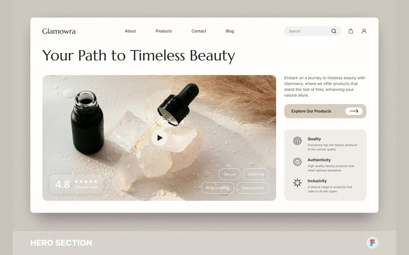 Glamowra - Beauty Product Hero Section Figma Template