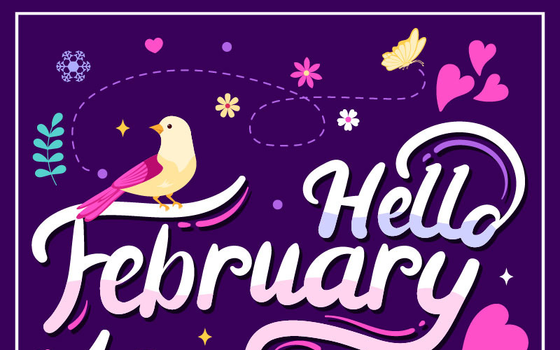 16 Hello February Month Illustration - TemplateMonster