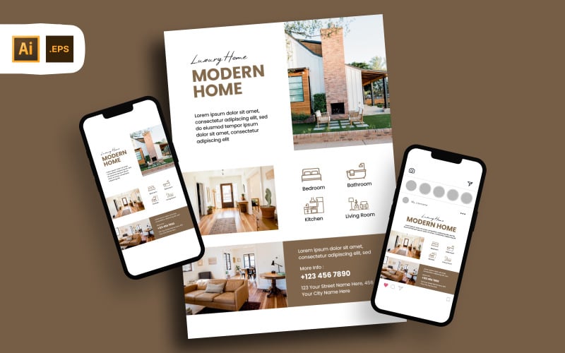 Minimalist Luxury Home Flyer Template - TemplateMonster