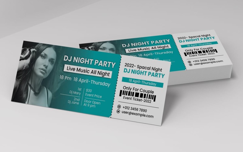 Party Even ticket Template Layout #374664 - TemplateMonster