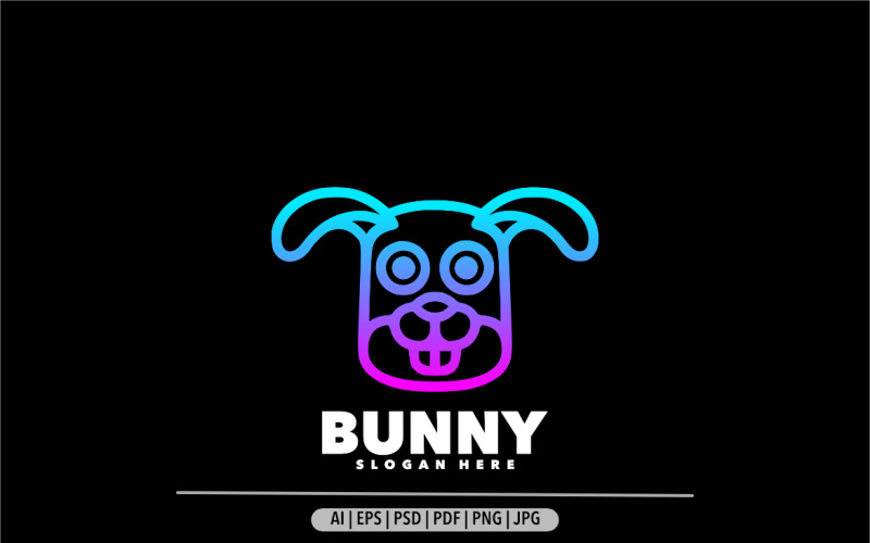 Bunny line gradient logo design #374890 - TemplateMonster