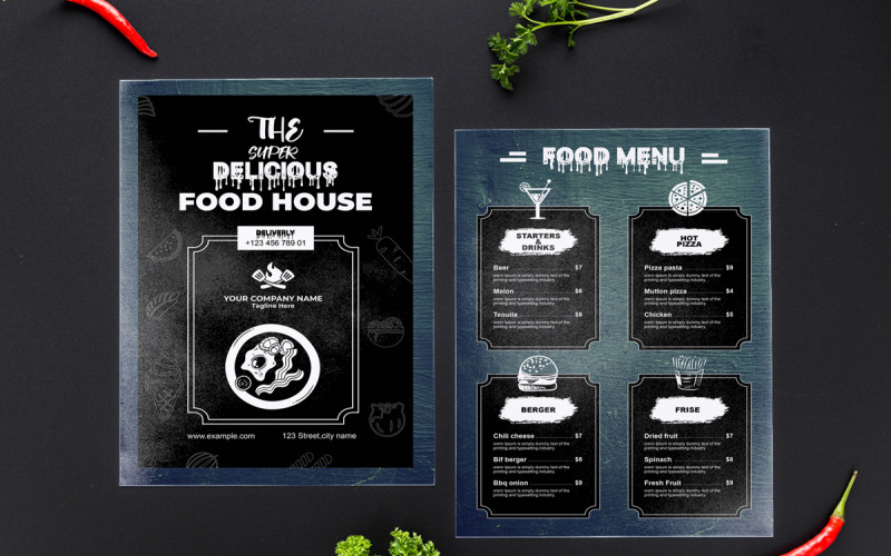 Layout de modelo de menu de comida deliciosa