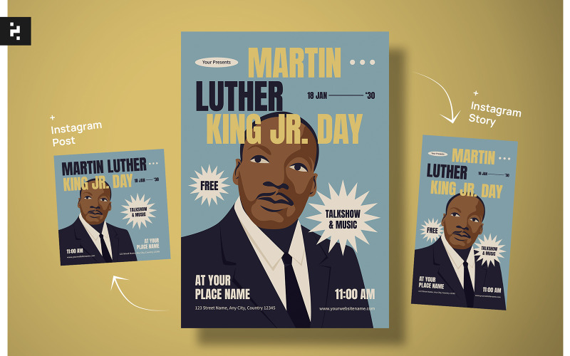 Folleto del Día de Martin Luther King Jr. - TemplateMonster