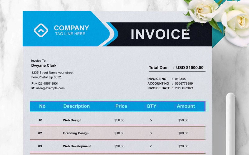 Premium Invoice Design Template Layout - TemplateMonster