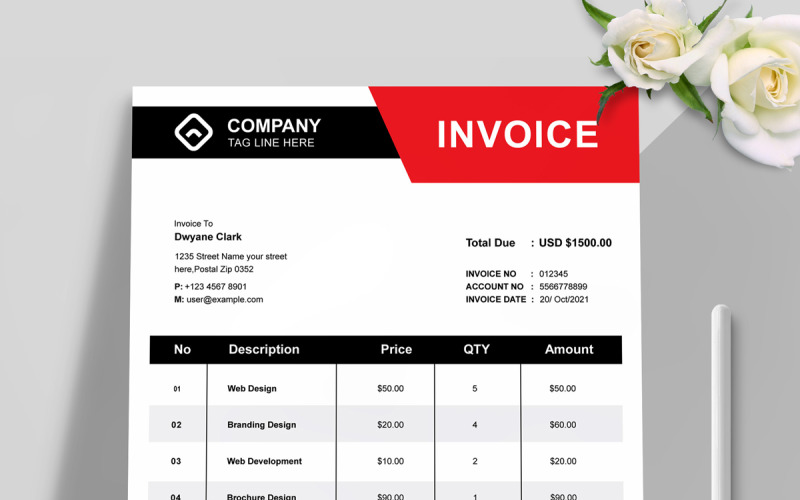 Creative Modern Invoice Layout #375065 - TemplateMonster