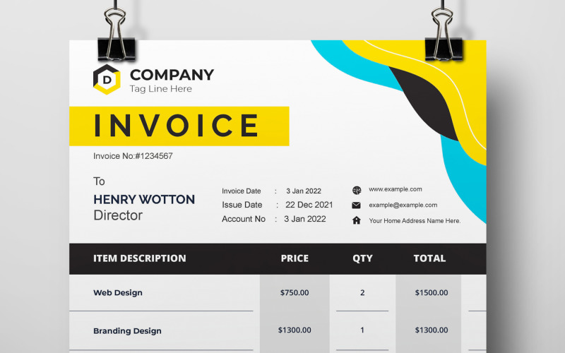 Modern Invoice Template Layout #375010 - TemplateMonster