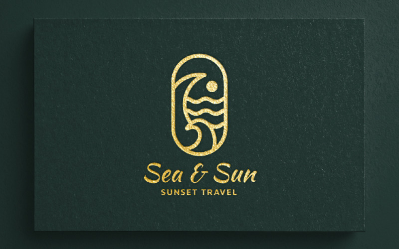 Mer et soleil - Logo de voyage au coucher du soleil