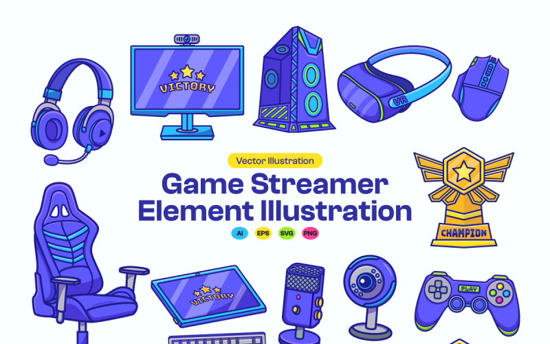 Colección de elementos de Game Streamer - TemplateMonster