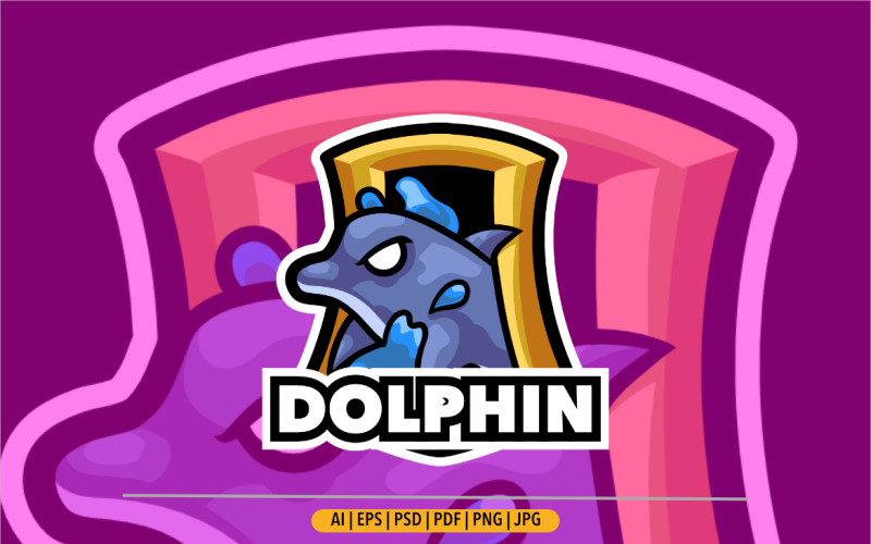 Delphin-Maskottchen-Logo-Design für Sportmannschaft