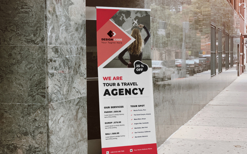 Modelo de Banner Roll Up de Marketing - TemplateMonster