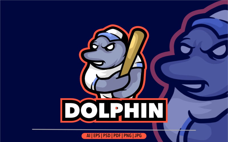 Dolphin baseball logo design templat - TemplateMonster