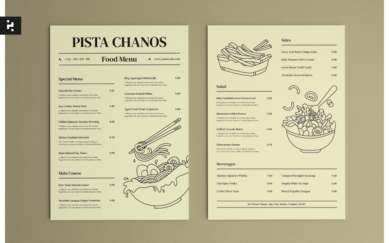 Modèle de menu de café minimaliste simple - TemplateMonster