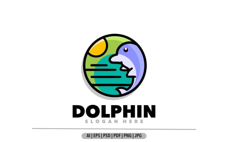 Dolphin circle nature logo design #376357 - TemplateMonster