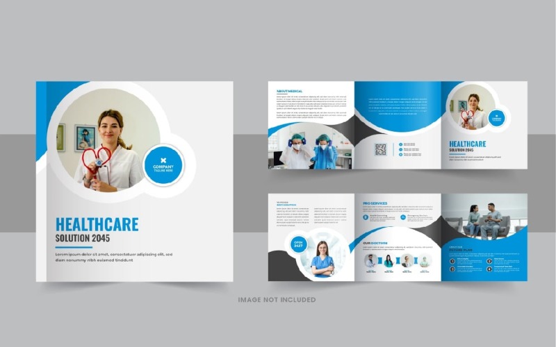 Healthcare or medical square trifold brochure or medical service ...