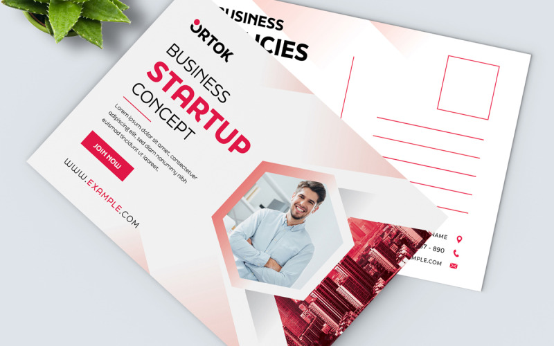 Red Gradient Elements Post Card #376759 - TemplateMonster