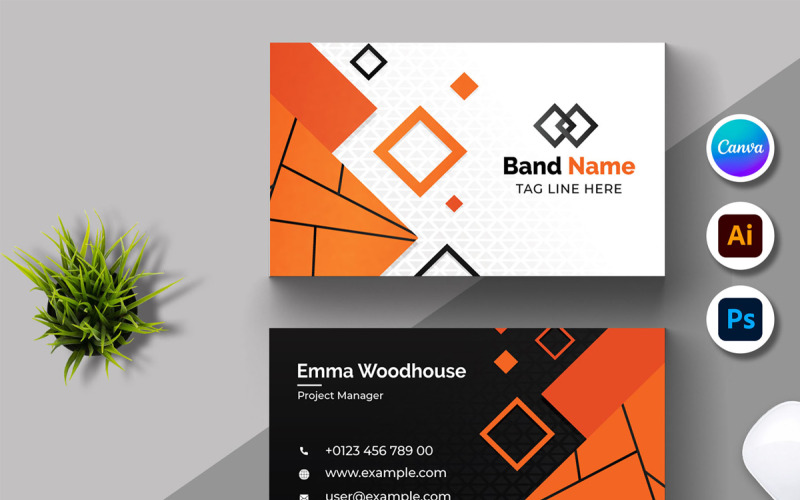 Black And Orange Color Business Card - TemplateMonster
