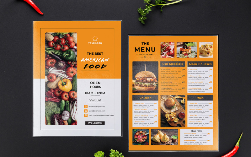 Yellow Food Menu Template Layout #376917 - TemplateMonster