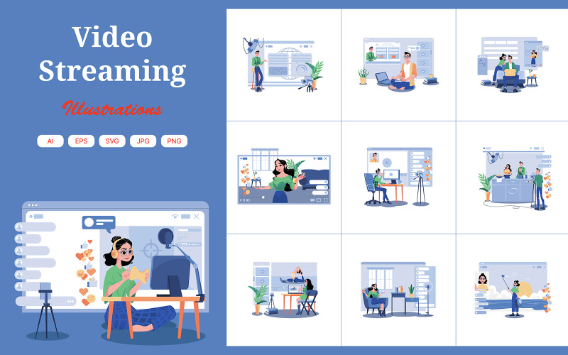 M705_Video Streaming Illustration Pack - TemplateMonster