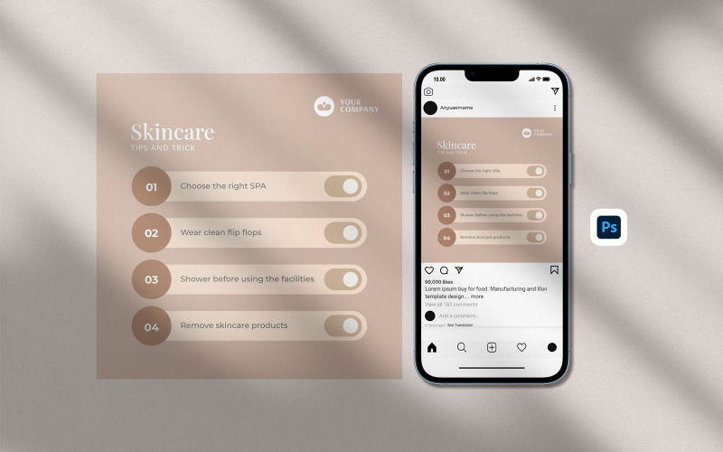 Skincare Healthy Skin Tips Instagram Post - TemplateMonster