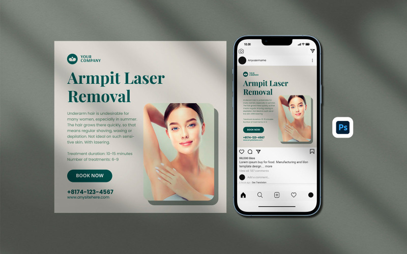 Minimalist Laser Hair Removal Instagram Post