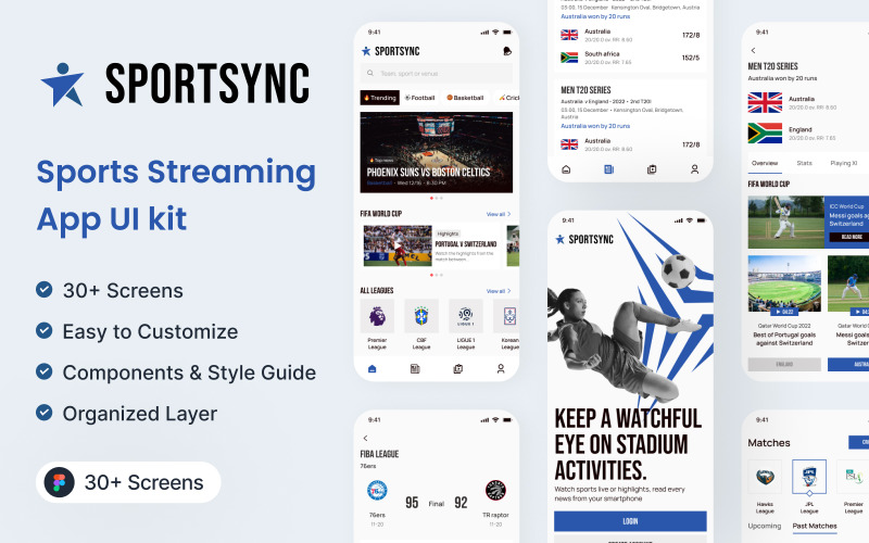 Sportsync - Sports Streaming App UI Kit - TemplateMonster