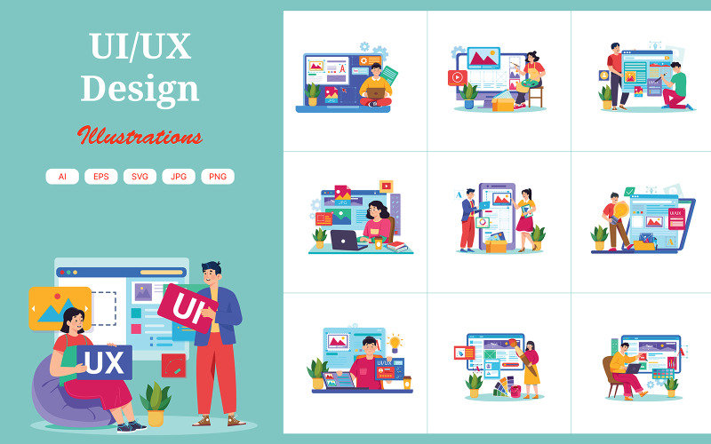 M653_UI/UX Design Illustration Pack #377371 - TemplateMonster