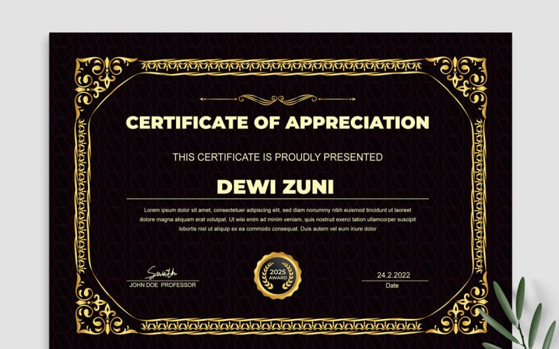 Black Certificate Template #377508 - TemplateMonster